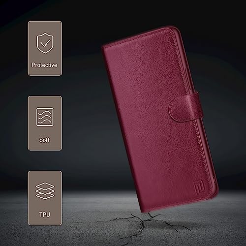 DJBull 2-in-1 Detachable for iPhone 13 Pro Max Wallet case with Credit Card Holder【RFID Blocking】,Flip Folio Book PU Leather Protective Cover Women Men for Apple 13ProMax Phone case Wine Red