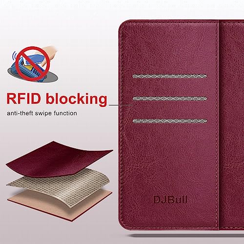 DJBull 2-in-1 Detachable for iPhone 13 Pro Max Wallet case with Credit Card Holder【RFID Blocking】,Flip Folio Book PU Leather Protective Cover Women Men for Apple 13ProMax Phone case Wine Red