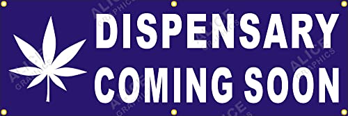 22" X 66" DISPENSARY COMING SOON Vinyl Banner Sign (Design #4), Existing Text Change Available (Optional)