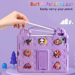 for iPad Air 5th/4th Generation Case,iPad 10th Generation Case 10.9'', iPad Pro 11 Inch Case 2022 2021 2020 with Straps Stand Handle Pencil Holder DIY Accessories,EVA Shockproof Cover for Kids-Purple