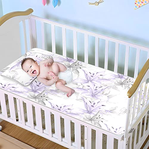 Lilies Flowers Floral Baby Bed Pad Mattress Pad Breathable Crib Mattress Protector for Standard Crib Toddler Bed Cover Cooling Mat Pads with Pillowcase for Kids Pets Toddler Baby 52"x28"