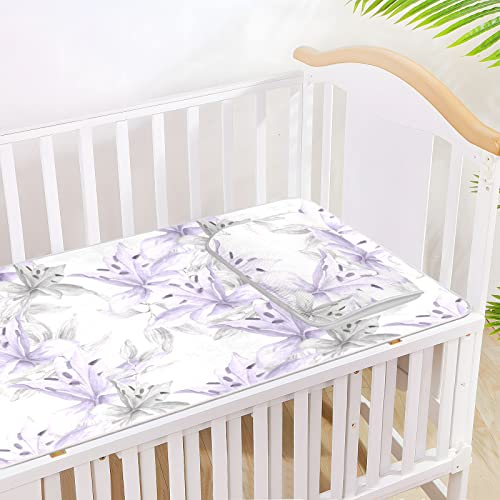 Lilies Flowers Floral Baby Bed Pad Mattress Pad Breathable Crib Mattress Protector for Standard Crib Toddler Bed Cover Cooling Mat Pads with Pillowcase for Kids Pets Toddler Baby 52"x28"