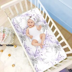 Lilies Flowers Floral Baby Bed Pad Mattress Pad Breathable Crib Mattress Protector for Standard Crib Toddler Bed Cover Cooling Mat Pads with Pillowcase for Kids Pets Toddler Baby 52"x28"