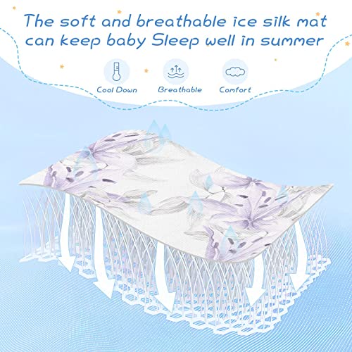 Lilies Flowers Floral Baby Bed Pad Mattress Pad Breathable Crib Mattress Protector for Standard Crib Toddler Bed Cover Cooling Mat Pads with Pillowcase for Kids Pets Toddler Baby 52"x28"