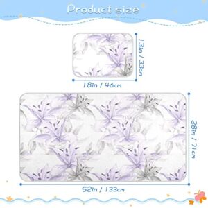 Lilies Flowers Floral Baby Bed Pad Mattress Pad Breathable Crib Mattress Protector for Standard Crib Toddler Bed Cover Cooling Mat Pads with Pillowcase for Kids Pets Toddler Baby 52"x28"