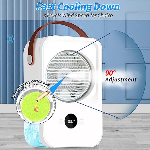 Evaporative Portable Air Conditioner with Touch Screen Remote Control, 650ML Water Tank, Display Prower Air Cooler Conditioner, 4 Speeds Quiet Portable Air Conditioners for Car, Bedroom, Living Room