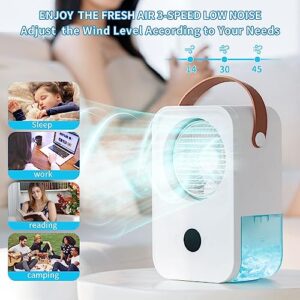 Evaporative Portable Air Conditioner with Touch Screen Remote Control, 650ML Water Tank, Display Prower Air Cooler Conditioner, 4 Speeds Quiet Portable Air Conditioners for Car, Bedroom, Living Room