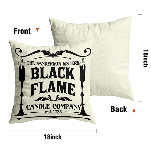 Halloween Decorations Pillow Covers 18x18 Set of 4 Halloween Decor Hocus Pocus Farmhouse Saying White Black Outdoor/Indoor Fall Pillow Covers Decorative Cushion Cases for Home Sofa Couch Bed Chair