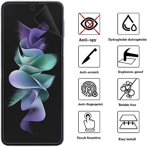 Hraxkaxu for Samsung Galaxy Z Flip 4 5G Privacy Screen Protector,Anti-Peeping Nano Soft Film Inner Screen+Out Up Screen Anti-Peeping Soft film Anti-Spy Protective Film, Transparent