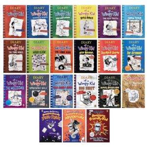 Diary of a Wimpy Kid Series Box of Books, 21 Books of Boxed Set, Complete 1-21 Books Collection, Paperback, (Include the Deep End, Big Shot Diary)