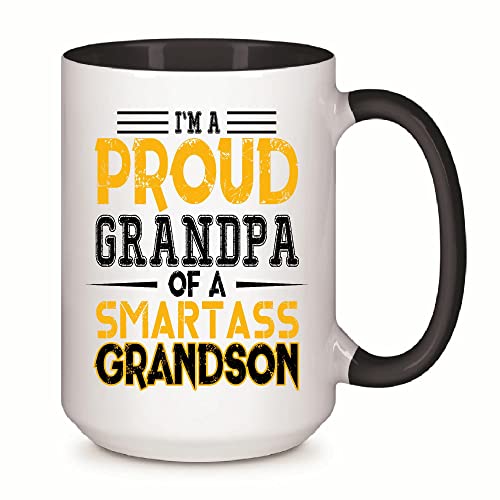 Fathers Day Gift for Proud Grandpa of Witty Smart Grandson 11oz 15oz Inner Color Accent Mug