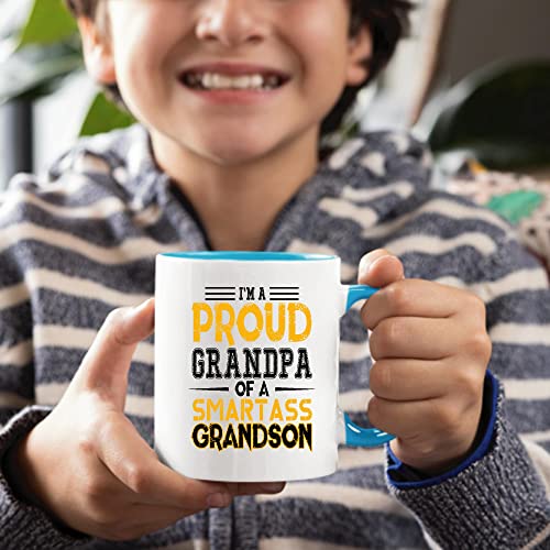 Fathers Day Gift for Proud Grandpa of Witty Smart Grandson 11oz 15oz Inner Color Accent Mug