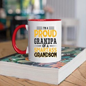 Fathers Day Gift for Proud Grandpa of Witty Smart Grandson 11oz 15oz Inner Color Accent Mug