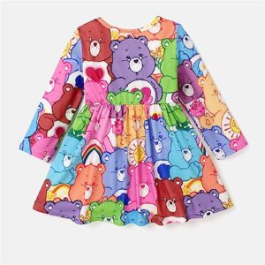 PATPAT Care Bears Baby Toddler Girl Long-Sleeve Cute Playwear Dress 3-4 Years Multi-Color