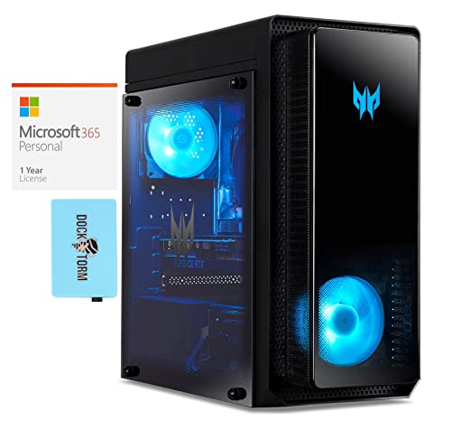 Acer Predator Orion 3000 Gaming & Entertainment Desktop PC (Intel i7-12700F 12-Core, 64GB RAM, 1TB m.2 SATA SSD + 3TB HDD (3.5), Win 10 Pro) with MS 365 Personal, Dockztorm Hub