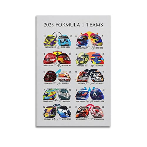 YiYLunneo 2023 Formula One F1 Teams Poster Posters for Room Aesthetic Canvas Wall Art Bedroom Decor 16x24inch(40x60cm)