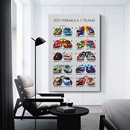 YiYLunneo 2023 Formula One F1 Teams Poster Posters for Room Aesthetic Canvas Wall Art Bedroom Decor 16x24inch(40x60cm)