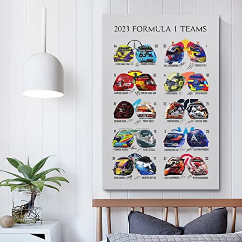 YiYLunneo 2023 Formula One F1 Teams Poster Posters for Room Aesthetic Canvas Wall Art Bedroom Decor 16x24inch(40x60cm)