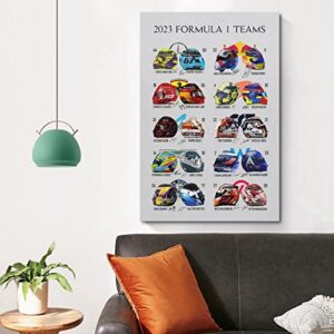 YiYLunneo 2023 Formula One F1 Teams Poster Posters for Room Aesthetic Canvas Wall Art Bedroom Decor 16x24inch(40x60cm)