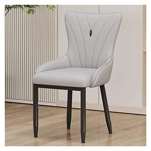 WIGSELBL PU Leather Dining Chairs Armless Side Chair with Metal Legs for Kitchen Dining Room Living Room,Upholstered Desk Chair Mid Century Modern Dining Chairs with Wing Back (Color : Gray)