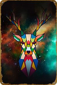 tin sign space deer poster paints nostalgic vintage metal wall decor for bar home cafe garage pub man cave restaurants wall decor 8x12 inch