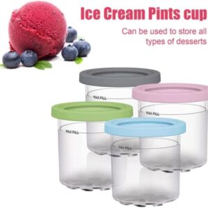 TYWAG 2/4Pcs Ice Cream Pints Cup, Ice Cream Containers with Lids for Ninja Creami Pints, Safe & Leak Proof Ice Cream Pints Kitchen Accessories for NC301 NC300 Series Ice Cream Maker (Blue＋Pink)