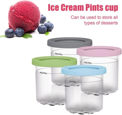 TYWAG 2/4Pcs Ice Cream Pints Cup, Ice Cream Containers with Lids for Ninja Creami Pints, Safe & Leak Proof Ice Cream Pints Kitchen Accessories for NC301 NC300 Series Ice Cream Maker (Blue＋Pink)