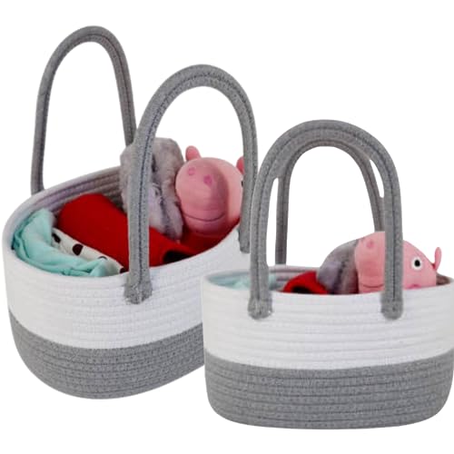 Cozy Tykes Cotton Rope Diaper Caddy Baby Basket Changing Table Organizer Dorm Bed Caddy Gift Basket Car Tote Organizer Boho Design