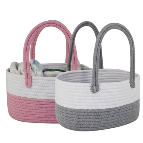 Cozy Tykes Cotton Rope Diaper Caddy Baby Basket Changing Table Organizer Dorm Bed Caddy Gift Basket Car Tote Organizer Boho Design