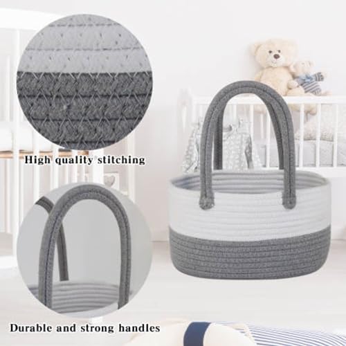 Cozy Tykes Cotton Rope Diaper Caddy Baby Basket Changing Table Organizer Dorm Bed Caddy Gift Basket Car Tote Organizer Boho Design