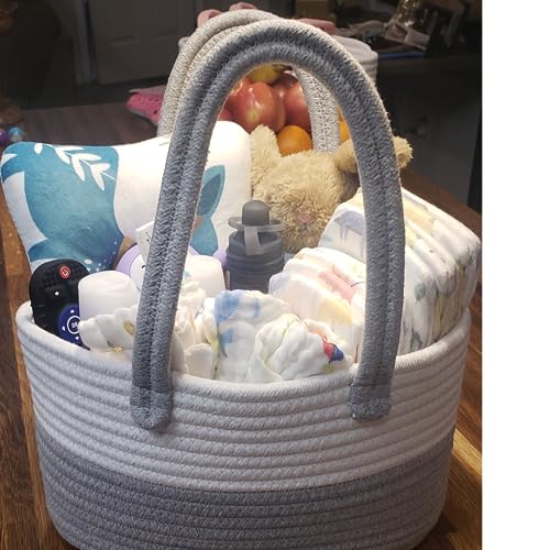 Cozy Tykes Cotton Rope Diaper Caddy Baby Basket Changing Table Organizer Dorm Bed Caddy Gift Basket Car Tote Organizer Boho Design