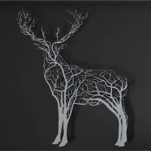 Metal Wall Art, Geometric Metal Deer Decor, Home Office Decoration, Wildlife Lover Gift, Wall Hangings, Deer Sign, Farmhouse Décor (White, 56"x69")