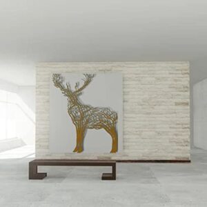 Metal Wall Art, Geometric Metal Deer Decor, Home Office Decoration, Wildlife Lover Gift, Wall Hangings, Deer Sign, Farmhouse Décor (White, 56"x69")