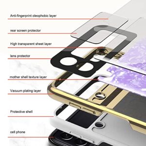 EAXER for Samsung Galaxy Z Flip 3 5G Case, Camera Lens Protection Ring Holder Case Luxury Plating Shockproof Phone Case Cover (Purple)