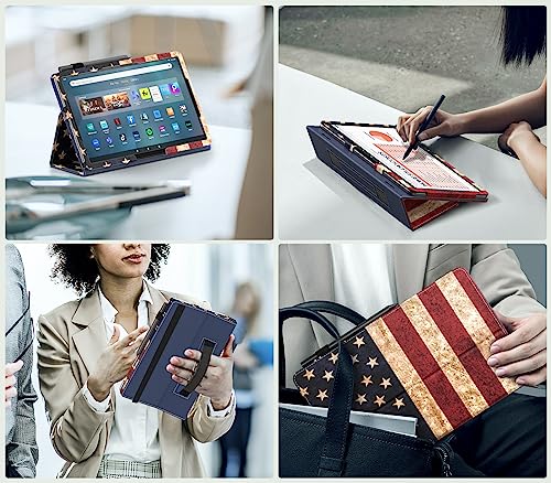 MoKo for Amazon Kindle Fire Max 11 Case (13th Generation, 2023 Release) 11" - Slim Folding Stand Cover Case for Fire 11 Tablet with Auto Wake/Sleep, American Flag