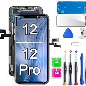 iPhone 12/12 Pro Screen Replacement Kit, LCD Cellular Glass Display Repair Digitizer 6.1 inch Touch Screen with Repair Kit + Screen Protector