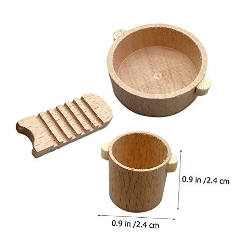 4 Sets Dollhouse Home Decoration Mini Furniture Wood Playing House Washboard Dollhouse Miniature Miniture House Furniture Miniature Barrel Dolly House Ornament Khaki