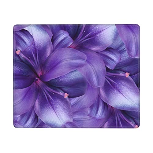 7 x 9 in Mouse Pad Purple Lily Flowers Print Gaming Mouse Mat Anti-Slip Rubber Mousepad for Home Office