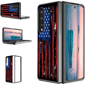 bpqojb galaxy z fold 4 case for samsung galaxy z fold 4 case american flag pattern design slim thin hard pc shock proof protective phone cover case for samsung z fold 4 7.6 inch 2022