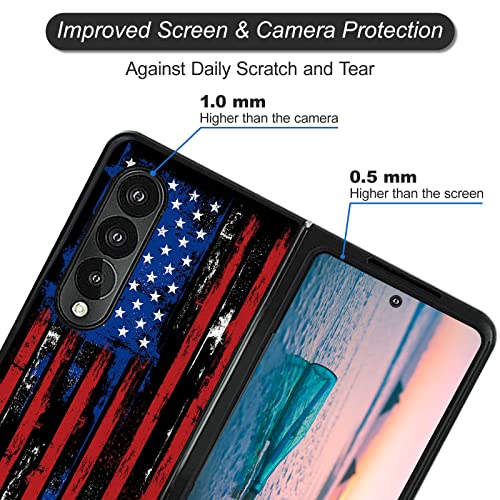 BPQOJB Galaxy Z Fold 4 Case for Samsung Galaxy Z Fold 4 Case American Flag Pattern Design Slim Thin Hard PC Shock Proof Protective Phone Cover Case for Samsung Z Fold 4 7.6 inch 2022