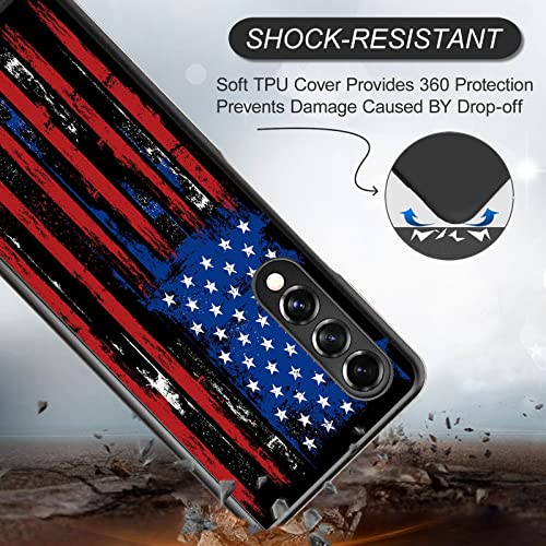 BPQOJB Galaxy Z Fold 4 Case for Samsung Galaxy Z Fold 4 Case American Flag Pattern Design Slim Thin Hard PC Shock Proof Protective Phone Cover Case for Samsung Z Fold 4 7.6 inch 2022