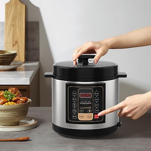 GTKZW Electric Pressure Cooker, 6 Quart Pressure Cooker Stainless Steel, 9-in-1 Multi-Functional Programmable Instant Cooker Pressure Pot with Slow Cooker,Including Stir-fry, Rice Cooker, Yogurt Maker