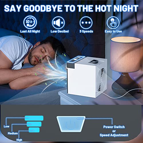 Portable Air Conditioner, Upgraded Mini Personal Anti-leakage water Air Cooler Fan Multifunction with 3 Speeds, Small for Room Bedroom Office Home Tent