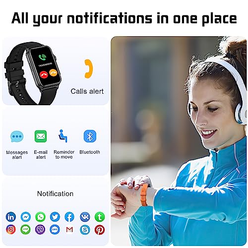 Smart Watches for Women Men with Call, Smart Watch Fitness Tracker With Blood Oxygen Blood Pressure and Sleep Monitor, 1.57'' Full Touch Screen IP68 Waterproof, for Android IOS Phone(with 2 bands)