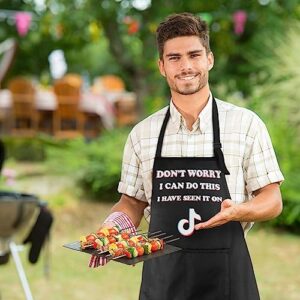 Funny Apron for Men with 2 Pockets Adjustable Neck Strap Funny Gifts for Birthday, Christmas, Thanksgiving, Best Gifts for Dad, Husband, Brother, Mom, Friend, BBQ Grilling Aprons for Men