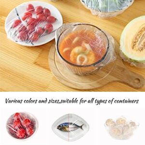 250 Pcs 5 Size Reusable Elastic Bowl Covers - Plastic Food Storage Cover - Adjustable Edge Stretch Plastic Wrap Bowl Covers Sealing Bowl Lids for Leftovers Family Outdoor Picnic (4/6/8/10/12 inch)