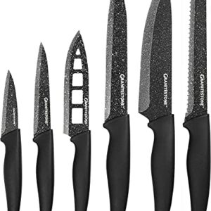 Granitestone Nutriblade 6 Piece - Ultra Sharp, PFOA-Free Stainless Steel Blades, Kitchen Knife Set, with Nonstick Granite Coating, Easy-Grip Handle, Dishwasher-safe