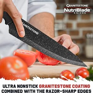 Granitestone Nutriblade 6 Piece - Ultra Sharp, PFOA-Free Stainless Steel Blades, Kitchen Knife Set, with Nonstick Granite Coating, Easy-Grip Handle, Dishwasher-safe