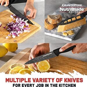 Granitestone Nutriblade 6 Piece - Ultra Sharp, PFOA-Free Stainless Steel Blades, Kitchen Knife Set, with Nonstick Granite Coating, Easy-Grip Handle, Dishwasher-safe