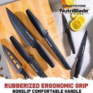 Granitestone Nutriblade 6 Piece - Ultra Sharp, PFOA-Free Stainless Steel Blades, Kitchen Knife Set, with Nonstick Granite Coating, Easy-Grip Handle, Dishwasher-safe